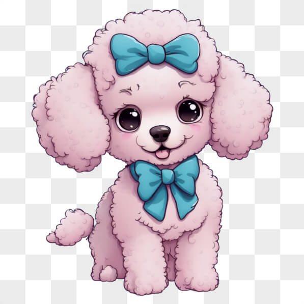 Download Cute Cartoon Pink Poodle with Blue Bow Cartoons Online ...