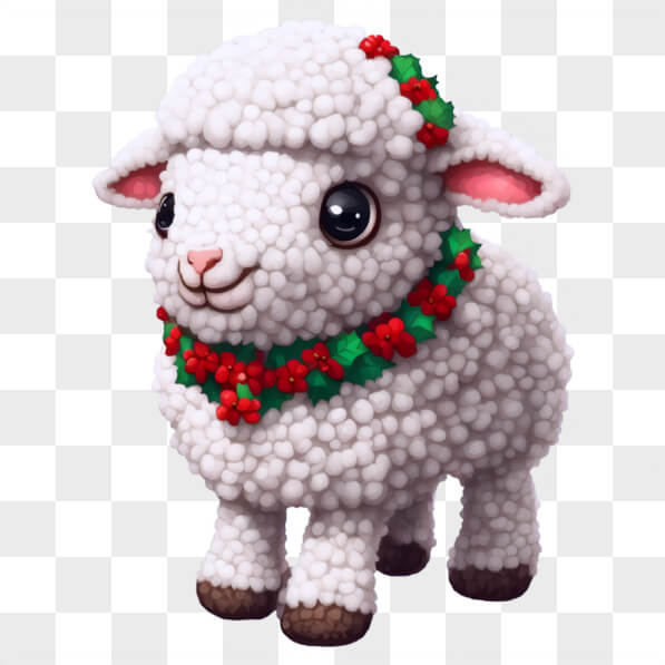Download Cute Cartoon Lamb with Holiday Wreath Cartoons Online ...