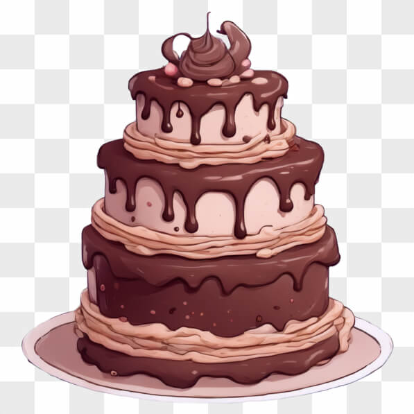 Download Three-Tiered Chocolate Cake with Decorative Frosting Cartoons ...