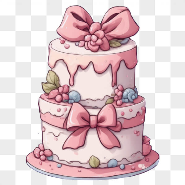 Download Three-Tier Cake with Pink Decorations Cartoons Online ...