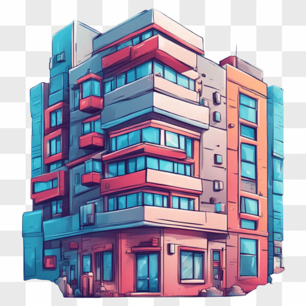 Download Modern Multi-Level Building with Colorful Facade Cartoons ...