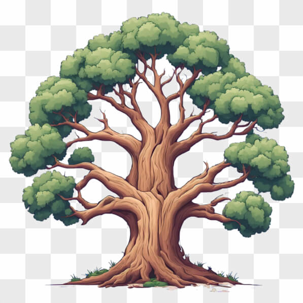 Download Stylized Tree with Green Canopy Cartoons Online - Creative Fabrica