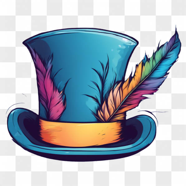 Download Colorful Top Hat with Feathers Cartoons Online - Creative Fabrica