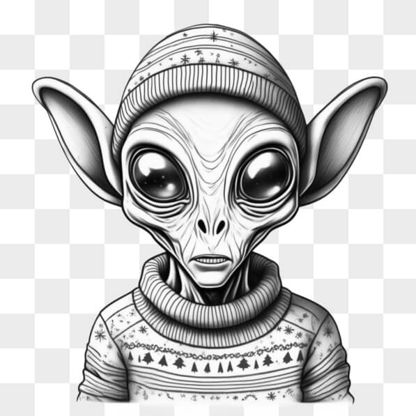 Download Stylized Alien Character in Holiday Attire Sketches Online ...
