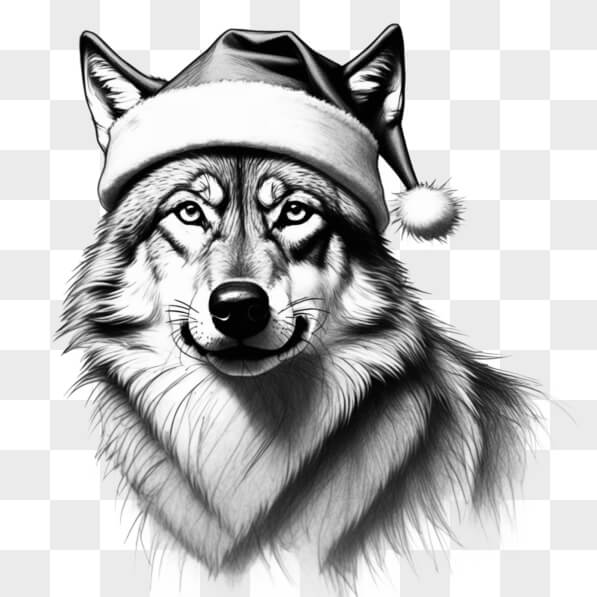 Descarga Lobo con gorro de Santa Bocetos En Línea - Creative Fabrica