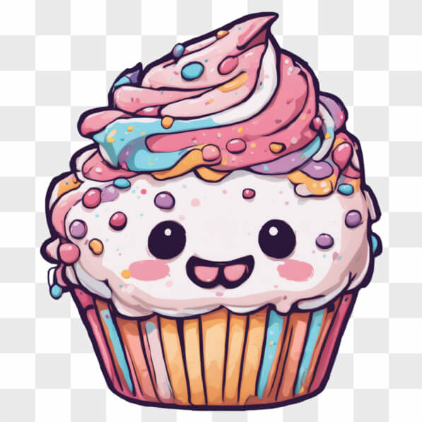 Descarga Cupcake de caricatura lindo con cara sonriente Cartoons En ...