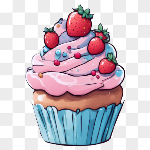 Download Delicious Strawberry Cupcake Cartoons Online - Creative Fabrica