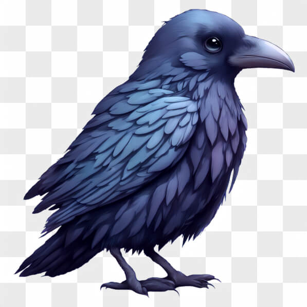Download Illustrated Raven with Blue and Black Feathers Cartoons Online ...
