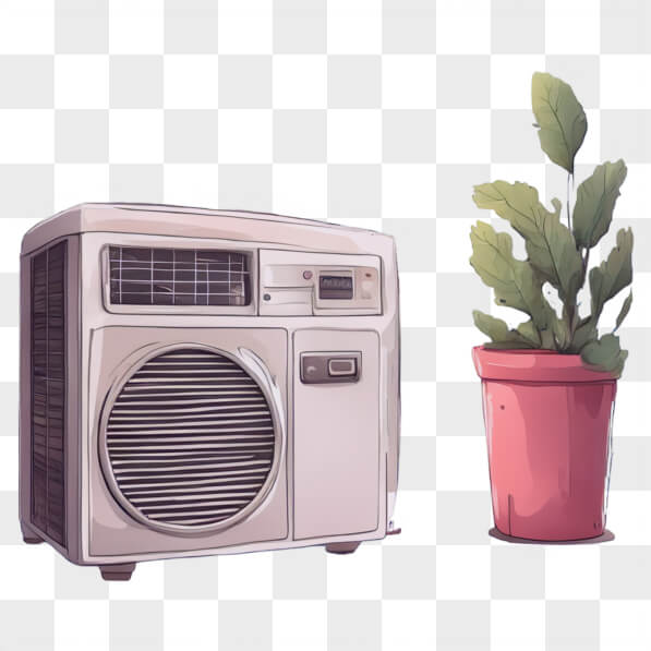 Download Vintage Air Conditioning Unit and Potted Plant Cartoons Online ...