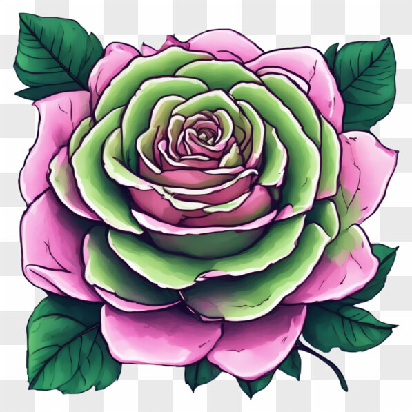 Descarga Rosa estilizada con colores rosa y verde Cartoons En Línea ...