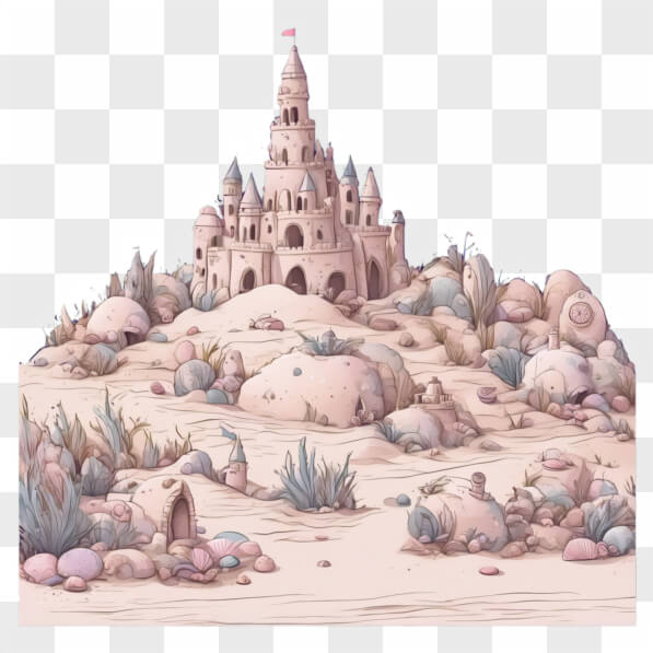Download Whimsical Sandcastle on a Sandy Dune Cartoons Online ...