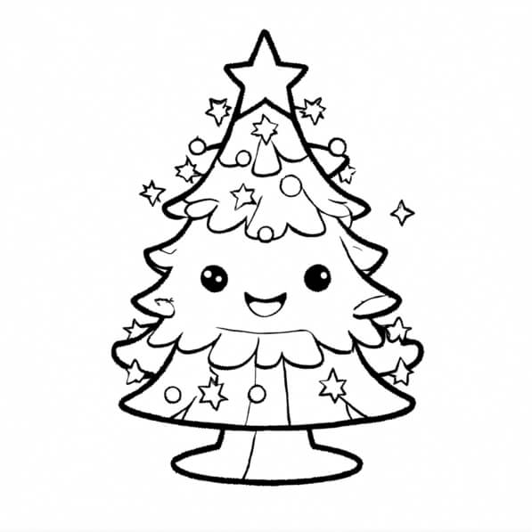 Download Cheerful Cartoon Christmas Tree Coloring pages Online ...