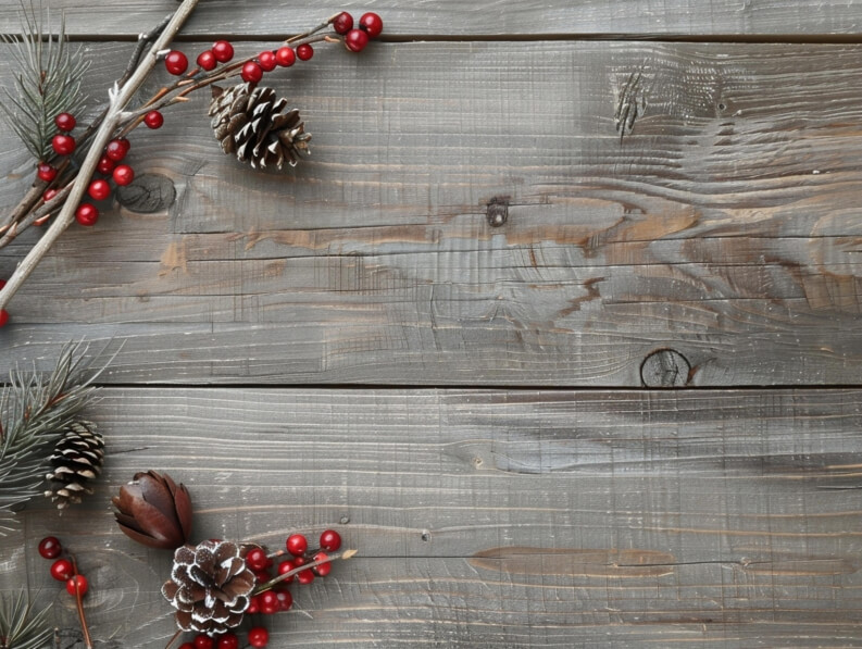 Download Rustic Holiday Decorations on Wooden Background Backgrounds ...