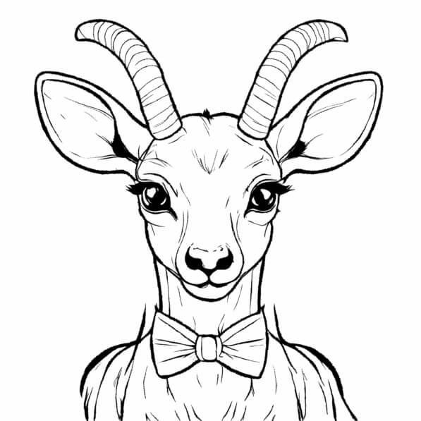 Download Stylized Goat Illustration with Bow Tie Coloring pages Online ...