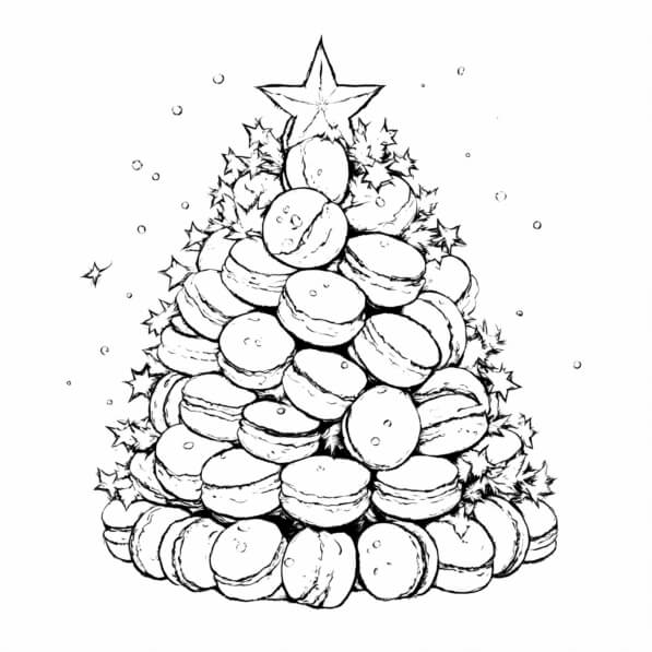 Download Macaron Christmas Tree Coloring pages Online - Creative Fabrica