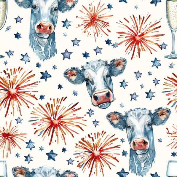 Download Festive Cow Pattern with Fireworks Patterns Online - Creative ...