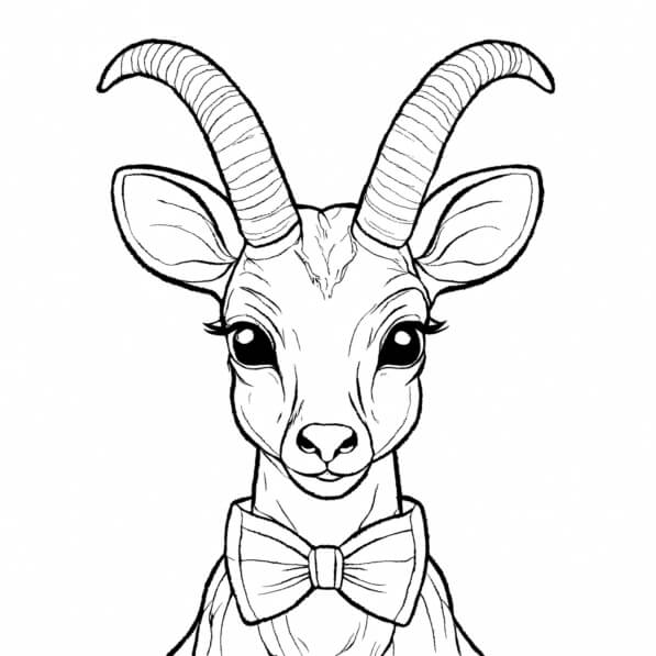 Download Stylized Goat Illustration with Bow Tie Coloring pages Online ...