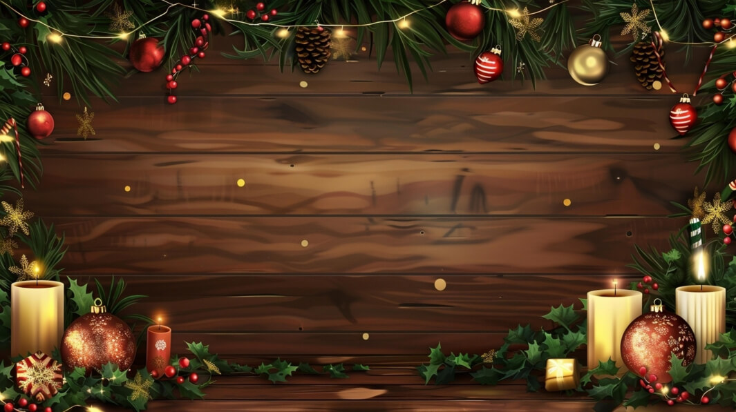 Download Festive Christmas Background with Ornaments and Candles ...