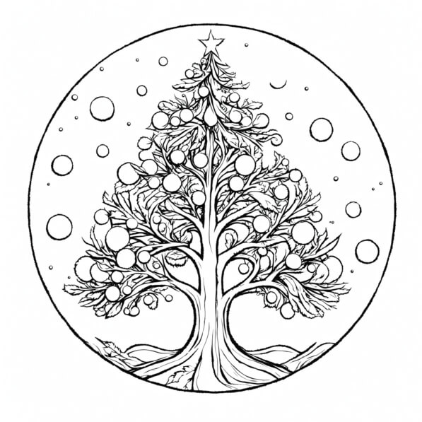 Download Intricate Christmas Tree Illustration Coloring pages Online ...