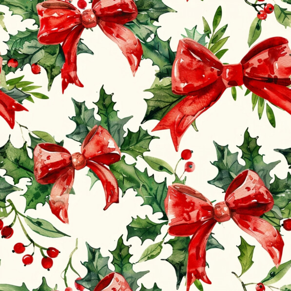Download Festive Holiday Pattern with Bows and Holly Patterns Online ...