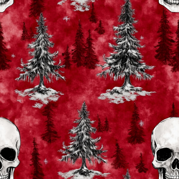 Download Gothic Holiday Pattern with Skulls and Trees Patterns Online ...