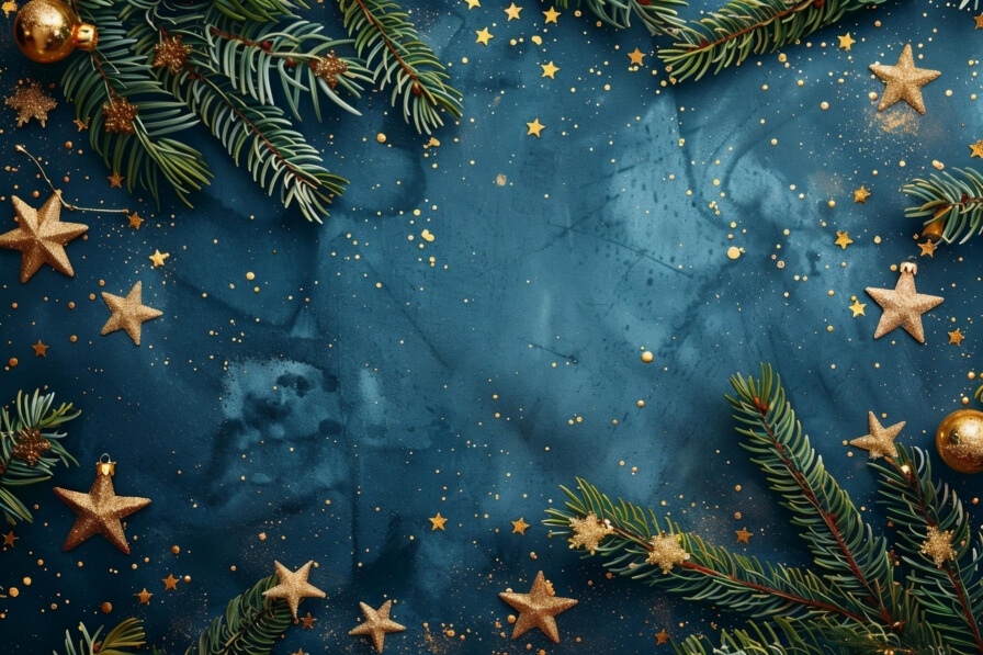 Download Festive Holiday Decoration with Pine and Gold Stars ...