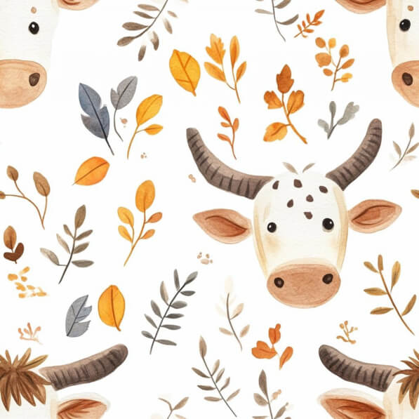 Descarga Patrón de vaca caprichoso con hojas de otoño Patrones En Línea ...