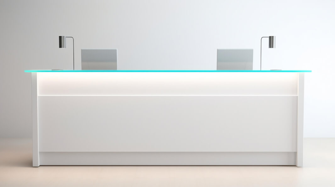 Download Modern Reception Desk with Glass Top Mockups Online - Creative ...