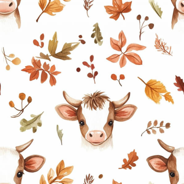 Descarga Patrón de Vaca Juguetona y Hojas de Otoño Patrones En Línea ...
