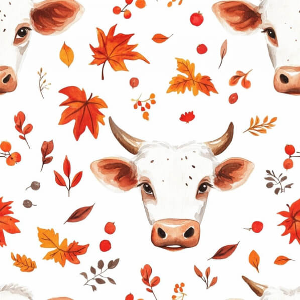Descarga Patrón de vaca caprichoso con hojas de otoño Patrones En Línea ...