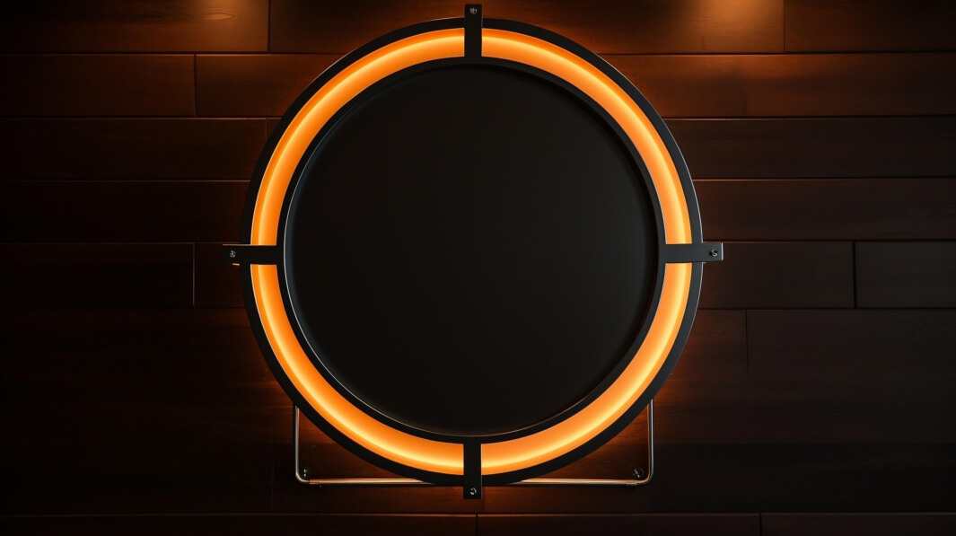 Download Modern Circular Wall Fixture with Orange Glow Mockups Online ...