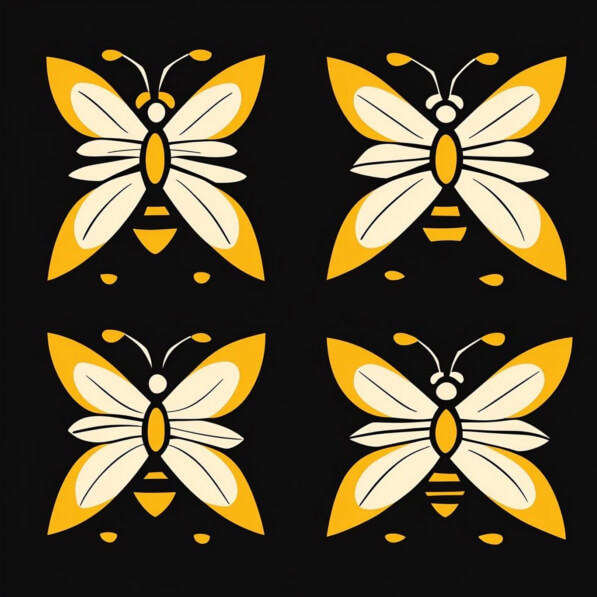 Download Stylized Butterfly Design on Black Background Patterns Online ...