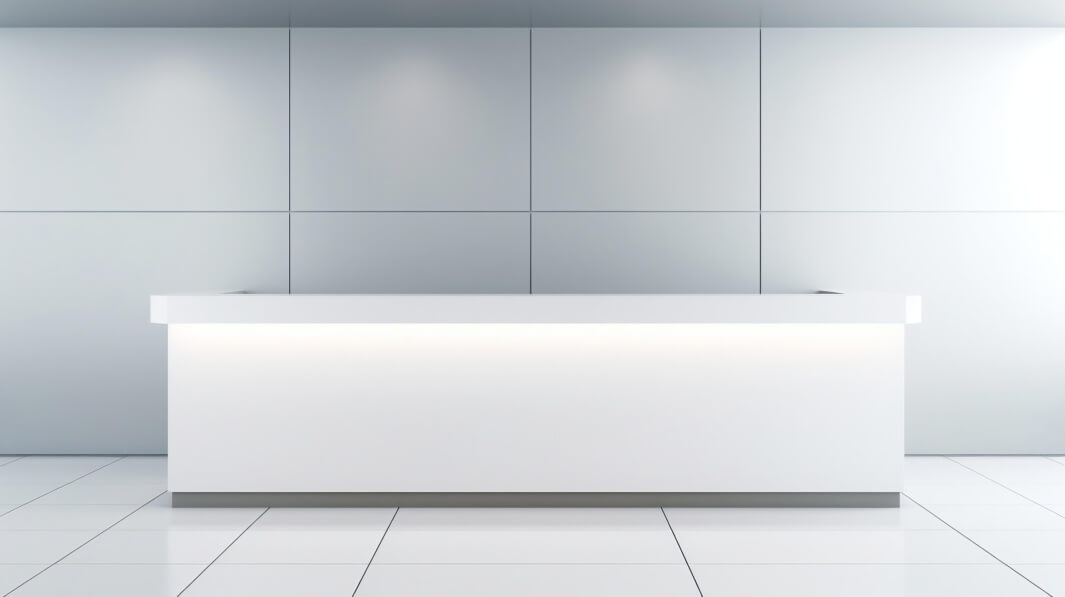 Download Modern Reception Desk in Minimalist Interior Mockups Online ...