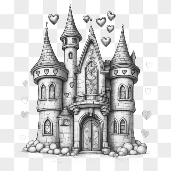 Download Whimsical Castle with Heart Details Sketches Online - Creative ...
