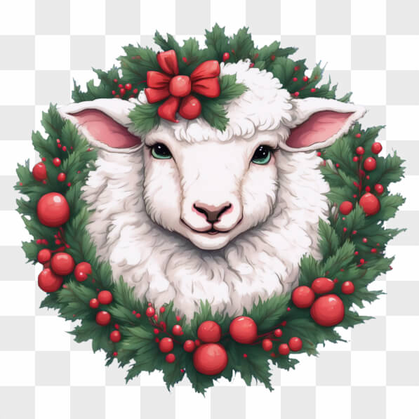 Download Festive Sheep with Christmas Wreath Cartoons Online - Creative ...