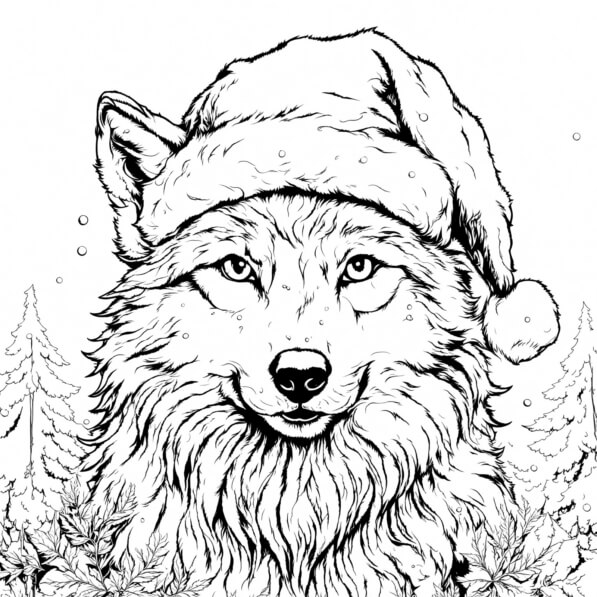 Descarga Lobo con gorro de Santa para la temporada navideña Páginas ...