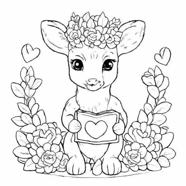 Télécharger Cerf mignon avec une couronne florale et une carte en forme ...