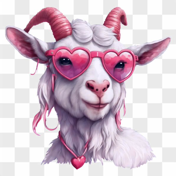 Download Cute Goat with Heart-Shaped Sunglasses Cartoons Online ...