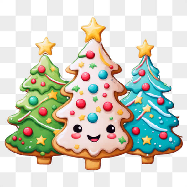 Download Kawaii Christmas Trees with Smiling Faces Kawaii Online ...