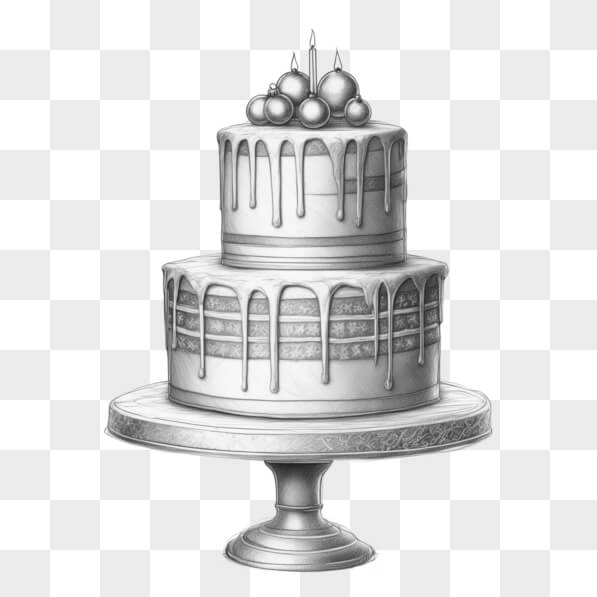 Download Elegant Two-Tiered Cake with Decorations Sketches Online ...