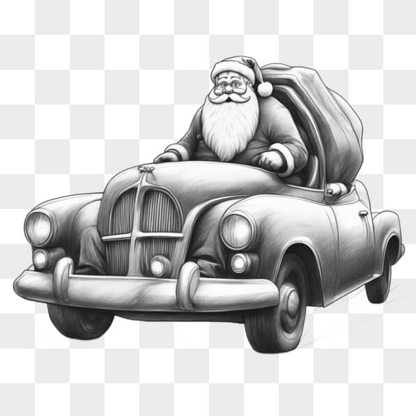 Download Santa Claus Driving a Vintage Car Sketches Online - Creative ...