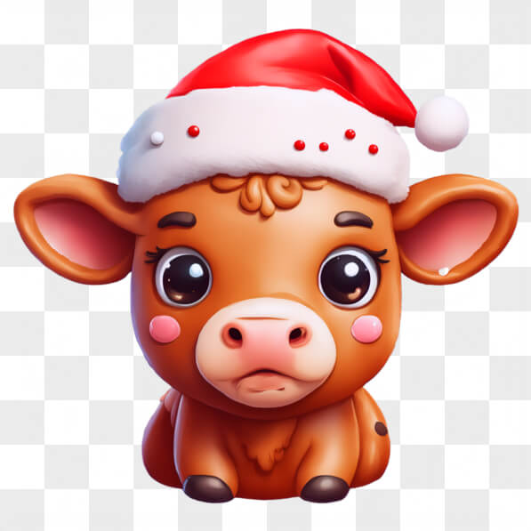 Descarga Vaca Kawaii con gorro de Santa para Navidad Kawaii En Línea ...