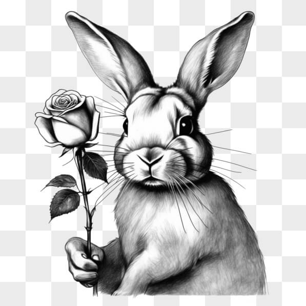 Download Rabbit Holding a Rose Sketches Online - Creative Fabrica