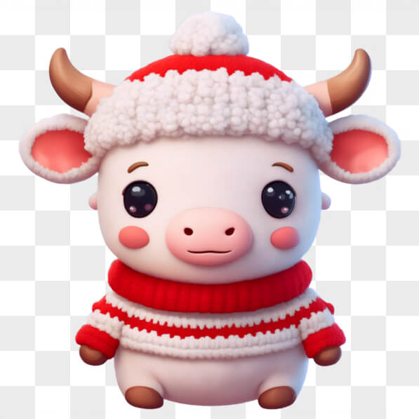 Descarga Personaje de vaca de dibujos animados Kawaii con suéter ...