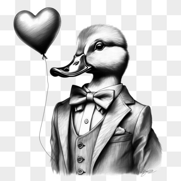 Descarga Pato en traje formal con globo en forma de corazón Bocetos En ...