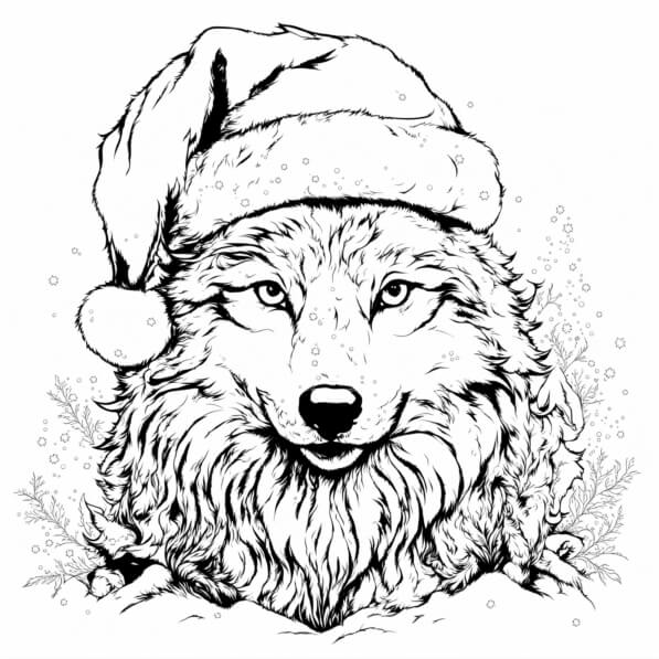 Download Christmas Wolf Illustration Coloring pages Online - Creative ...