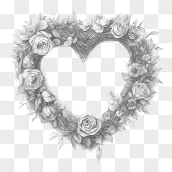 Download Heart-Shaped Floral Wreath Drawing Sketches Online - Creative ...