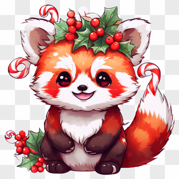 Download Kawaii Red Panda with Holly and Candy Canes Kawaii Online ...