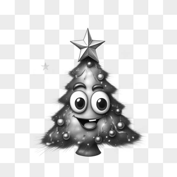 Download Cartoon Christmas Tree with Smiling Face Sketches Online ...