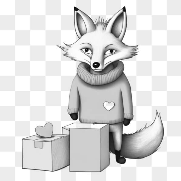 Download Whimsical Cartoon Fox with Boxes Sketches Online - Creative ...